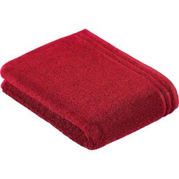 Vossen Badetuch &raquo;Calypso Feeling&laquo; mit schmaler Bord&uuml;re aus 100% Baumwolle, Vegan, einfarbig rot Walkfrottee, Obermaterial: 100% Baumwolle B/L: 67cmx140cm, 1 