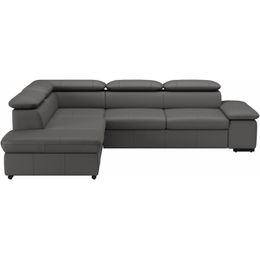 Sit & More sit&more Ecksofa &raquo;Alcudia L-Form, B: 272 cm, Arm- und Kopfteilverstellung, Eckcouch&laquo; optional Schlaffunktion, Komfortsitz braun NaturLEDER ;Spannstoff