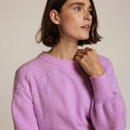 LANDS' END Rundhalspullover mit aufgestickten Blumen f&uuml;r Damen, Damen, size: regular, Lila, by Lands' End