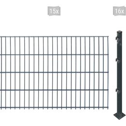 Arvotec Doppelstabmattenzaun &raquo;ESSENTIAL 83 zum Aufschrauben&laquo; Zaunh&ouml;he 83 cm, Zaunl&auml;nge 2 - 60 m grau Kunststoff, Stahl H/L: 83cm x 30m, Pfosten: 16 Stk.