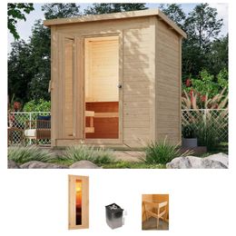 Karibu Saunahaus &raquo;Talo 1&laquo; Set, Ofen 9 kW integr. Strg beige Saunaofen, integrierte Steuerung, 9 kW