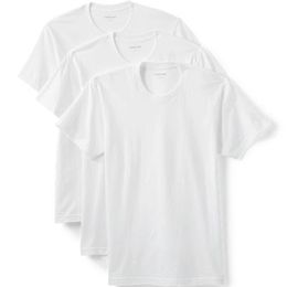 LANDS' END Kurzarm-Shirt mit Rundhalsausschnitt f&uuml;r Herren (3er-Set), Herren, size: regular, Wei&szlig;, Baumwolle, by Lands' End