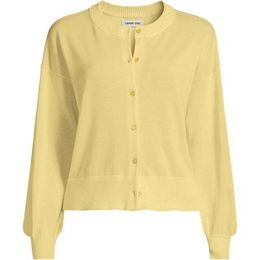 LANDS' END Kurzer Feinstrick-Cardigan aus Baumwolle f&uuml;r Damen in Plus-Gr&ouml;&szlig;e, Damen, size: plus, Gelb, Baumwolle, by Lands' End