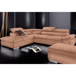 Sit & More sit&more Ecksofa &raquo;Alcudia L-Form, B: 272 cm, Arm- und Kopfteilverstellung, Eckcouch&laquo; optional Schlaffunktion, Komfortsitz braun 100% Polyester B/H/T: 