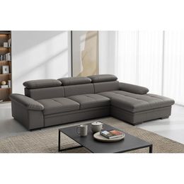 Sit & More sit&more Ecksofa &raquo;Viola, Leder, L-Form, B: 260 cm, mit Armteil- und Kopfteilvertsellung&laquo; optional mit Schlaffunktion grau B/H/T: 260cm x 73cm x 174cm,