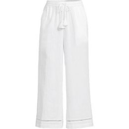 LANDS' END 7/8-Schlupfhose aus Musselin f&uuml;r Damen in Petite-Gr&ouml;&szlig;e, Damen, size: petite, Wei&szlig;, Baumwolle, by Lands' End