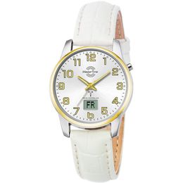MASTER TIME Damen MASTER TIME Funkuhr &raquo;Basic&laquo; Armbanduhr, Damenuhr, Datum, Leuchtzeiger, Lederarmband wei&szlig; Einheitsgr&ouml;&szlig;e