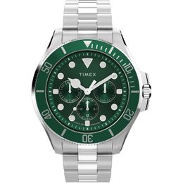 Timex Herren Quarzuhr &raquo;Harborside Coast Multifunction&laquo; Armbanduhr, Herrenuhr, Edelstahlarmband, analog, Wochentag, Tag gr&uuml;n Einheitsgr&ouml;&szlig;e