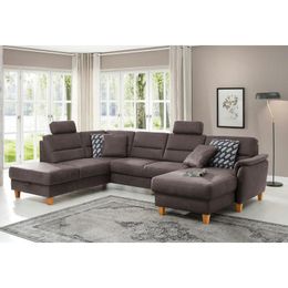 Home Affaire Wohnlandschaft &raquo;Palmera U-Form, B: 308 cm, gro&szlig;e Stoff + Leder Auswahl&laquo; mit Schlaffunktion, optional Bettkasten, Federkern, XXL-