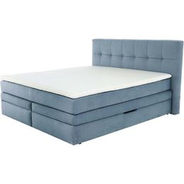 Jockenh&ouml;fer Boxspringbett &raquo;AMY mit Bettkasten, inkl. Taschenfederkernmatratze H&auml;rtegrad H3-H4&laquo; mit 6 cm Kaltschaum-Topper, Samt-Bezug, 180x200 und 200x200 cm gr&uuml;n