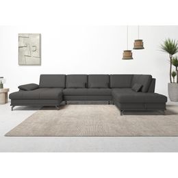 OTTO home Wohnlandschaft &raquo;Costello U-Form, B: 363 cm mit Sitztiefen-, Armteilverstellung &&laquo; 3 Nierenkissen, optional Schlaffunktion & Bettkasten braun