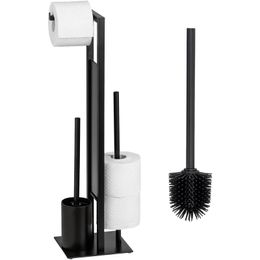 Wenko WC-Garnitur &raquo;Rivalta&laquo; Set aus Sicherheitsglas Stahl Toilettenpapierhalter & WC-B&uuml;rstenhalter mit WC-B&uuml;rste & Ersatzb&uuml;rste schwarz 