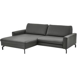 Die PlanBar Ecksofa &raquo;PN-EM20028 L-Form ohne Kopfst&uuml;tzen&laquo; wahlweise mit motorischem Canape grau B/H/T: 248cm x 89cm x 179cm, Glattleder TORRO Stoff, 