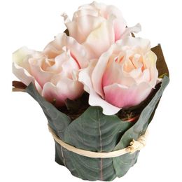 Kunstblume &raquo;Rosenarrangement gro&szlig; mit Bl&auml;ttern umwickelt&laquo; rosa Kunststoff &Oslash;/H: 13cm x 14cm, 1 Stk.