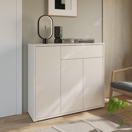 FORTE Schuhschrank &raquo;Alice Springs&laquo; B/H/T 109,2/99,1/34,9 cm Push to open, 20 Paar Schuhe wei&szlig; Holzwerkstoff Kashmir Beige, B/H/T: 109,2cm x 99,1cm x 