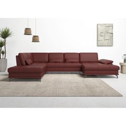 OTTO home Wohnlandschaft &raquo;Costello U-Form, B: 363 cm mit Sitztiefen-, Armteilverstellung &&laquo; 3 Nierenkissen, optional Schlaffunktion & Bettkasten rot 