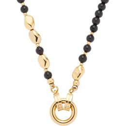 Leonardo Damen Leonardo Charm-Kette &raquo;Halskette Dorina Clip&Mix&laquo; mit Glasperle schwarz Edelstahl, L: 45 B: 8mm