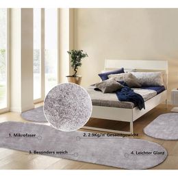 Bruno Banani Hochflor-Bettumrandung &raquo;Dana Teppich, Kundenliebling&laquo; H&ouml;he 30 mm 3 tlg. unifarben, Mikrofaser, pflegeleicht, Bettvorleger, Schlafzimmer silber 