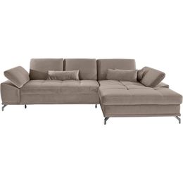 OTTO home Ecksofa &raquo;Costello L-Form, B: 301cm, Sitztiefen & Armteilverstellung, Federkern&laquo; 3 Nierenkissen, mit Schlaffunktion & Bettkasten beige 100% 