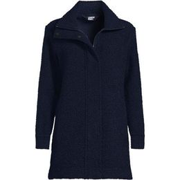LANDS' END Boucl&eacute;-Jacke, Damen, size: regular, Blau, Polyester, by Lands' End