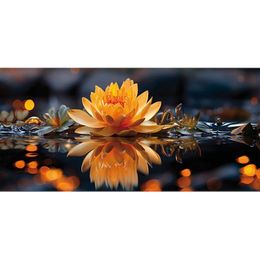 Leinwandbild &raquo;Wandbild LOTUSBLUME 33x70 cm &ndash; Leinwandbild Keilrahmen Deko modern&laquo; Blumen Blumenbilder Natur Pflanzen Pflanzenbilder Stillleben 1 Stk. 