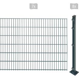 Arvotec Doppelstabmattenzaun &raquo;EASY 123 zum Aufschrauben&laquo; Zaunh&ouml;he 123 cm, Zaunl&auml;nge 2 - 60 m grau Kunststoff, Stahl H/L: 123cm x 14m, Pfosten: 8 Stk.