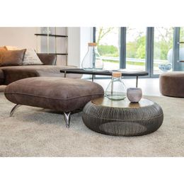GUTMANN FACTORY Couchtisch &raquo;Coffee, Bestelltisch, rund &Oslash; 76 cm&laquo; Couchtisch, Wohnzimmertisch mit fein gearbeiteten goldfarbenen Details silber B/H/T: 76cm x 26cm x 