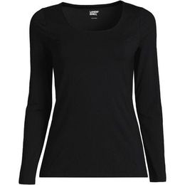 LANDS' END Baumwolle/Modal-Shirt mit Ballett-Ausschnitt f&uuml;r Damen, Damen, size: regular, Schwarz, Baumwolle Modal, by Lands' End