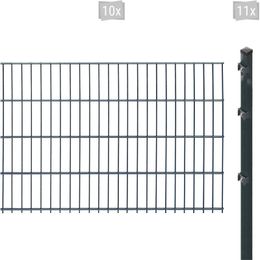 Arvotec Doppelstabmattenzaun &raquo;ESSENTIAL 83 zum Einbetonieren&laquo; Zaunh&ouml;he 83 cm, Zaunl&auml;nge 2 - 60 m grau Kunststoff, Stahl H/L: 83cm x 20m, Pfosten: 11 Stk.