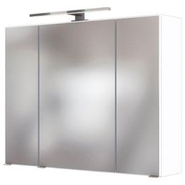 Welltime Spiegelschrank &raquo;Baabe&laquo; Breite 80 cm, mit 3D-Effekt, dank 3 Spiegelt&uuml;ren wei&szlig; Holzwerkstoff Wei&szlig;, B/H/T: 80cm x 64cm x 20cm, T&uuml;ren: 3 Stk.