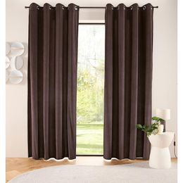 LeGer Home by Lena Gercke Gardine &raquo;LADINA&laquo; &Ouml;sen 1 Stk. tlg. blickdichter Vorhang, Samt Vorhang - Premium braun Polyester, Recyceltes Material 245cm, 