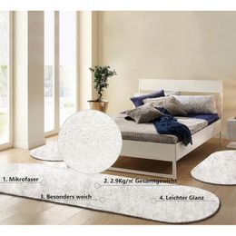 Bruno Banani Hochflor-Bettumrandung &raquo;Dana Teppich, Kundenliebling&laquo; H&ouml;he 30 mm 3 tlg. unifarben, Mikrofaser, pflegeleicht, Bettvorleger, Schlafzimmer wei&szlig; 