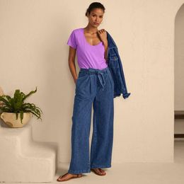 LANDS' END Weite Paperbag-Jeans f&uuml;r Damen in Petite-Gr&ouml;&szlig;e, Damen, size: petite, Blau, Lyocell (Viskose)/Baumwoll-Mischung, by Lands' End