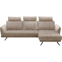 Die PlanBar Ecksofa &raquo;MP-IN20041 L-Form&laquo; optional Sitztiefenverstellung und Kopfst&uuml;tzen grau 100% Polyester B/H/T: 285cm x 84cm x 178cm, Velours, 