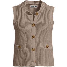 LANDS' END &Auml;rmellose Rippstrick-Weste f&uuml;r Damen, Damen, size: regular, Beige, Baumwolle, by Lands' End