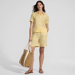 LANDS' END Premium Reinleinen-Hemd mit kurzen &Auml;rmeln f&uuml;r Damen, Damen, size: regular, Gelb, Leinen, by Lands' End