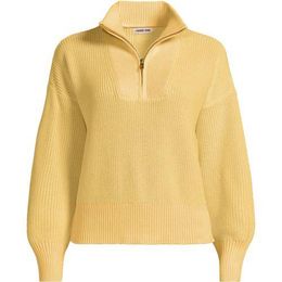 LANDS' END Stehkragenpullover mit Rei&szlig;verschluss DRIFTER f&uuml;r Damen in Petite-Gr&ouml;&szlig;e, Damen, size: petite, Gelb, Baumwolle, by Lands' End