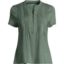LANDS' END Kurz&auml;rmeliges Biesenshirt aus Baumwolle/Modal-Mix f&uuml;r Damen, Damen, size: regular, Gr&uuml;n, Baumwoll-Mischung/Baumwolle Modal, by Lands' End