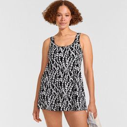 LANDS' END Badekleid mit rundem Ausschnitt, Damen, size: regular, Schwarz, Nylon-Mischung, by Lands' End