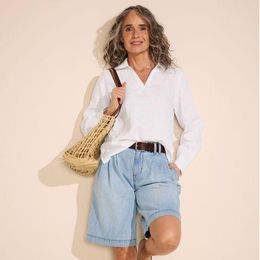 LANDS' END Premium Reinleinen-Schlupfbluse f&uuml;r Damen, Damen, size: regular, Wei&szlig;, by Lands' End