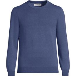 LANDS' END Rundhals-Pullover aus Baumwoll-Feinstrick f&uuml;r Herren, Herren, size: regular, Blau, Baumwolle, by Lands' End
