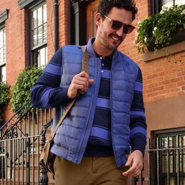 LANDS' END Steppweste mit Strickseiten f&uuml;r Herren, Herren, size: regular, Blau, Nylon/Polyacryl/Polyester-Mischung, by Lands' End