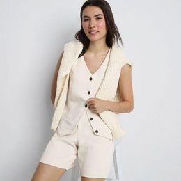 LANDS' END Bundfalten-Shorts aus Cr&ecirc;pe 18 cm f&uuml;r Damen, Damen, size: regular, Elfenbein, Baumwolle/Polyester, by Lands' End