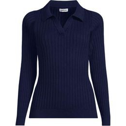 LANDS' END Polopullover aus Seidenmix, Damen, size: regular, Blau, Baumwolle/Seide/Kunstseide, by Lands' End