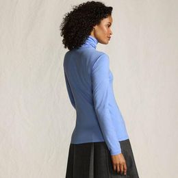 LANDS' END Rollkragenshirt aus Baumwoll/Modalmix, Damen, size: regular, Blau, Baumwolle/Elasthan/Baumwolle Modal, by Lands' End