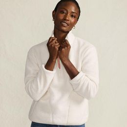 LANDS' END Teddy-Pullover mit Rei&szlig;verschluss f&uuml;r Damen, Damen, size: regular, Elfenbein, Polyester, by Lands' End