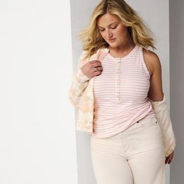 LANDS' END &Auml;rmelloses Henley-Shirt f&uuml;r Damen, Damen, size: regular, Elfenbein, Elasthan/Kunstseide/Viskose, by Lands' End