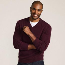 LANDS' END Kaschmirpullover mit V-Ausschnitt, Herren, size: regular, Rot, Kaschmir, by Lands' End