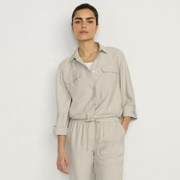 LANDS' END Verk&uuml;rztes Twillhemd mit Kordelzug f&uuml;r Damen, Damen, size: regular, Beige, Polyester/Viskose, by Lands' End
