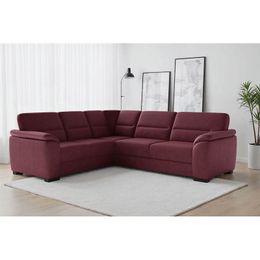 Sit & More sit&more Ecksofa &raquo;Montego L-Form, B: 256 cm, gro&szlig;e Stoffauswahl, Komfortsitzh&ouml;he 46 cm&laquo; mit Schlaffunktion und Schubkasten mit Stauraum rot 100% 